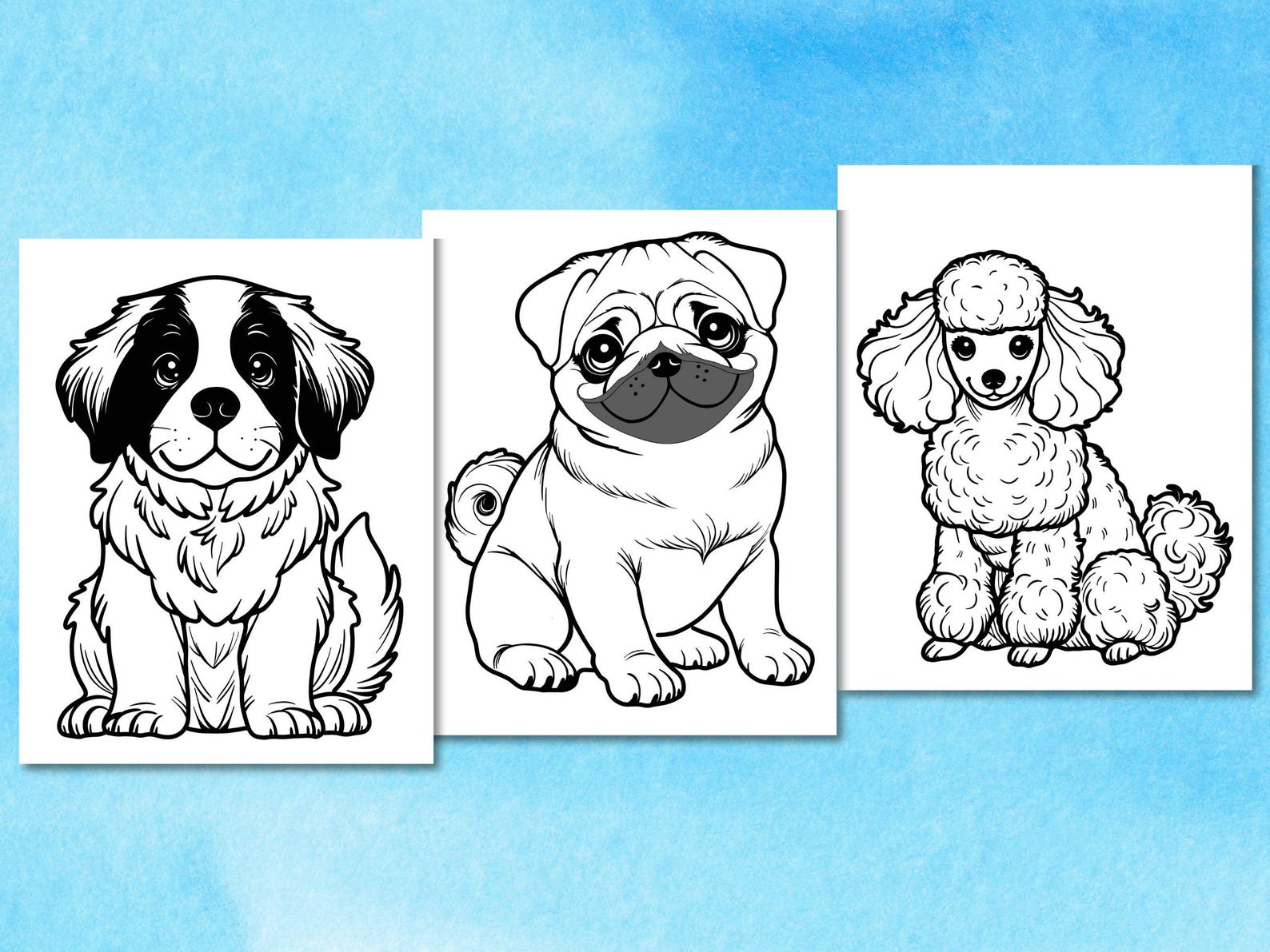Dog Coloring Pages PDF – 20 Printable Flashcards & Coloring for Kids ...