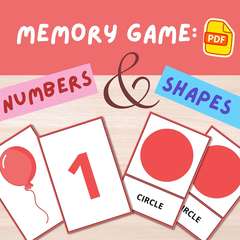 Montessori Memory Game PDF – Shapes & Numbers Matching Cards for Kids ...