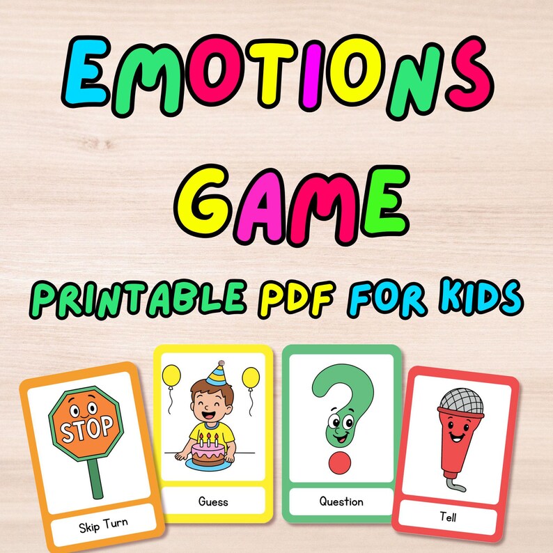 Emotions Card Game for Kids Printable | Feelings & SEL Activity Ages 4 ...