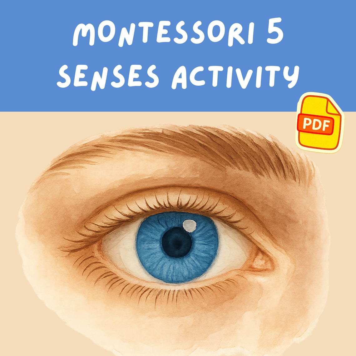 Montessori Five Senses Cards: Watercolor Sensory Learning Game (PDF ...