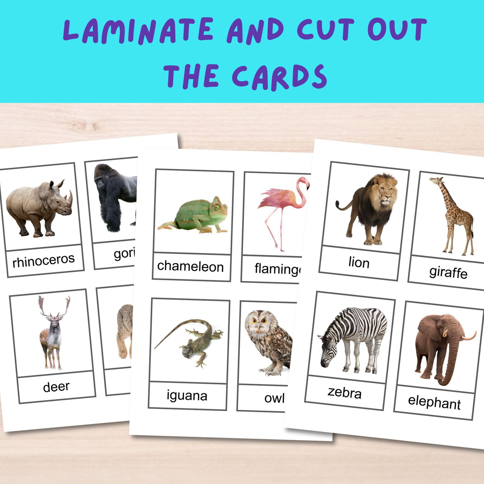 Montessori Animal Cards PDF – Wild Animals + Bingo Game – Preschool ...