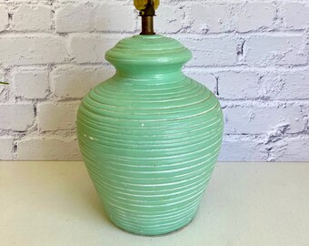 Green Pottery Lamp | Etsy