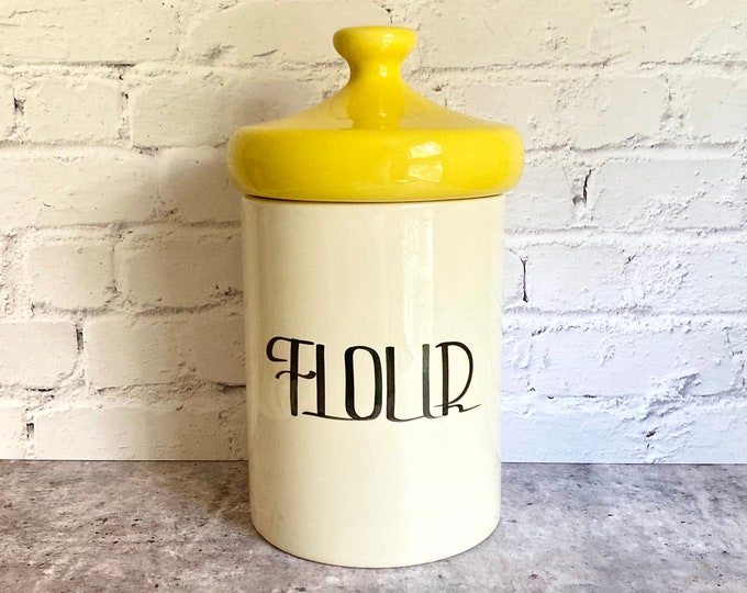 Vintage Ceramic Flour Canister, 13 Inches, Yellow Mushroom Top, Holiday ...