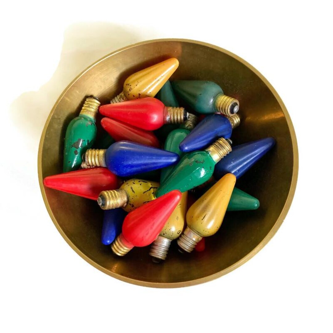 Vintage Christmas Light Bulbs, Skinny Bulbs, Assorted Colors, Lot of 42 ...