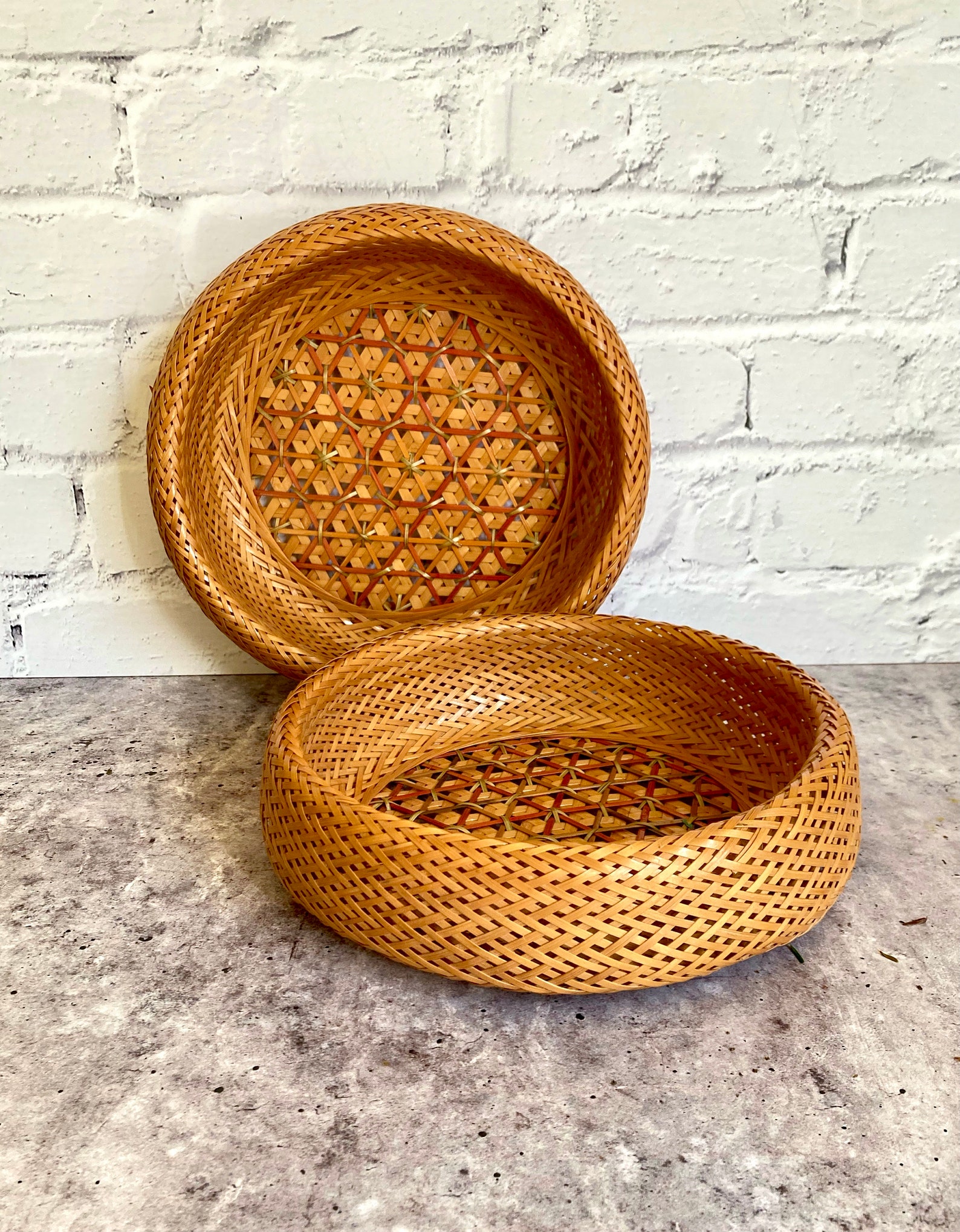 Pair of Double Weave Delicate Baskets/bowls - Etsy