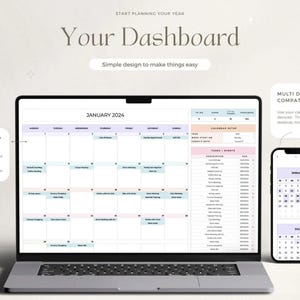Google Sheets Calendar | Monthly & Yearly Planner | Digital Calendar ...