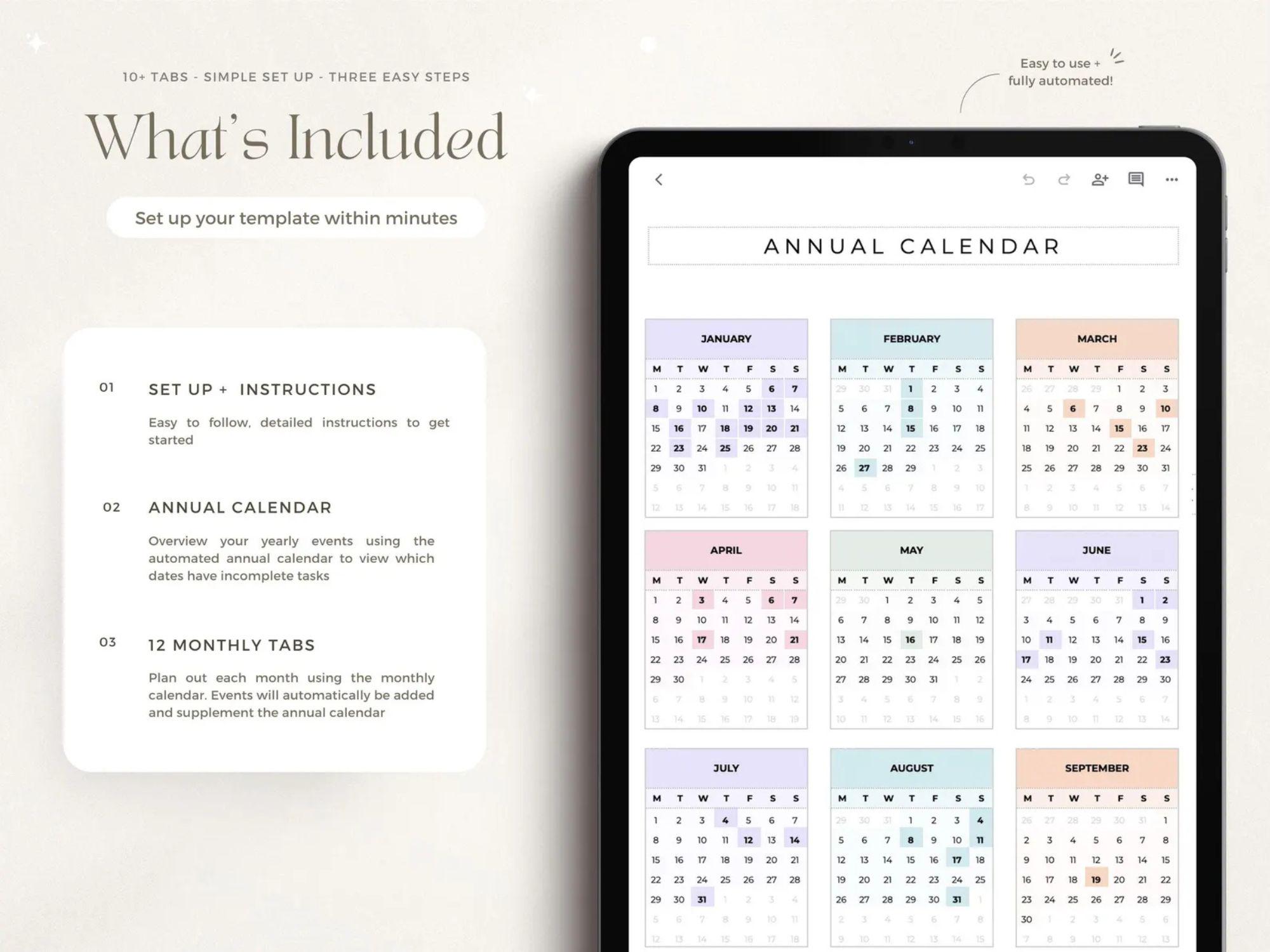 Google Sheets Calendar | Monthly & Yearly Planner | Digital Calendar ...