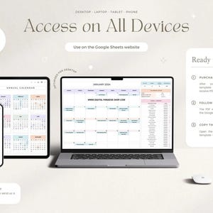 Google Sheets Calendar | Monthly & Yearly Planner | Digital Calendar ...