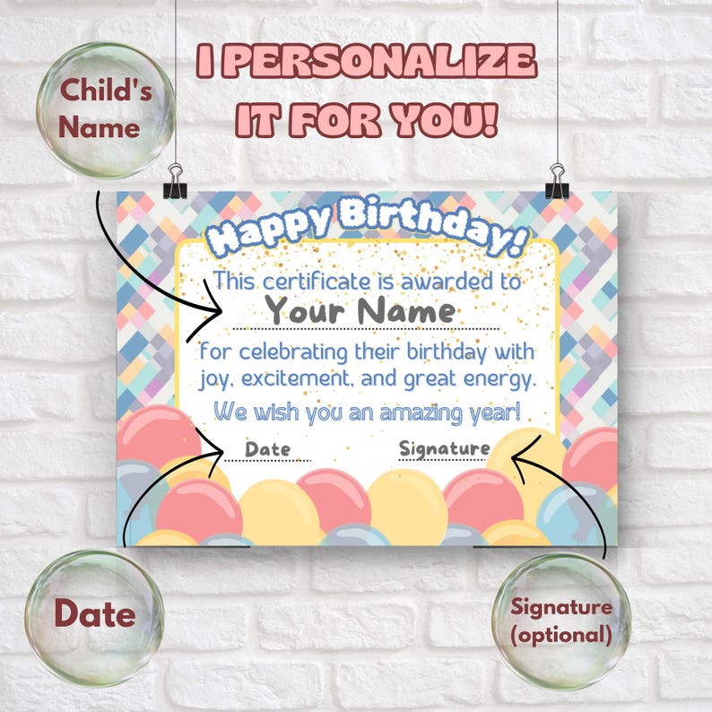 Printable Kids Certificate – Personalized PDF | Birthday, Good Behavior ...