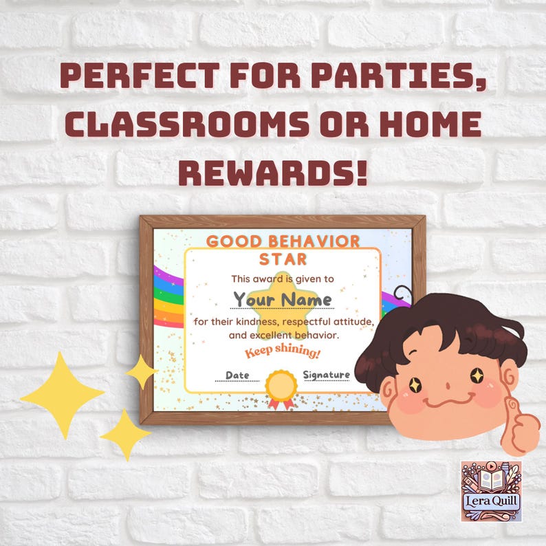 Printable Kids Certificate – Personalized PDF | Birthday, Good Behavior ...
