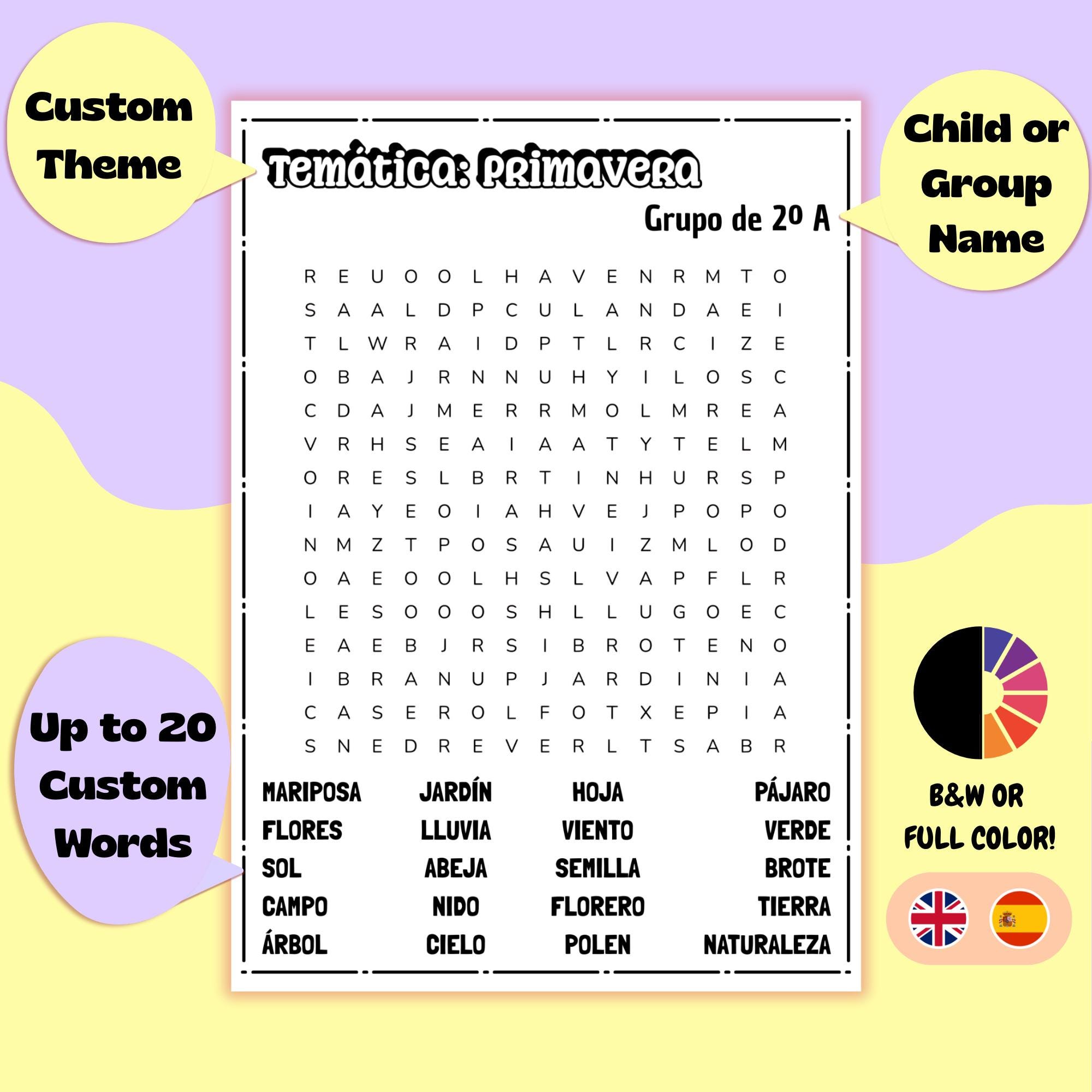 Personalized Word Search Puzzle for Kids | Custom Name & Words ...