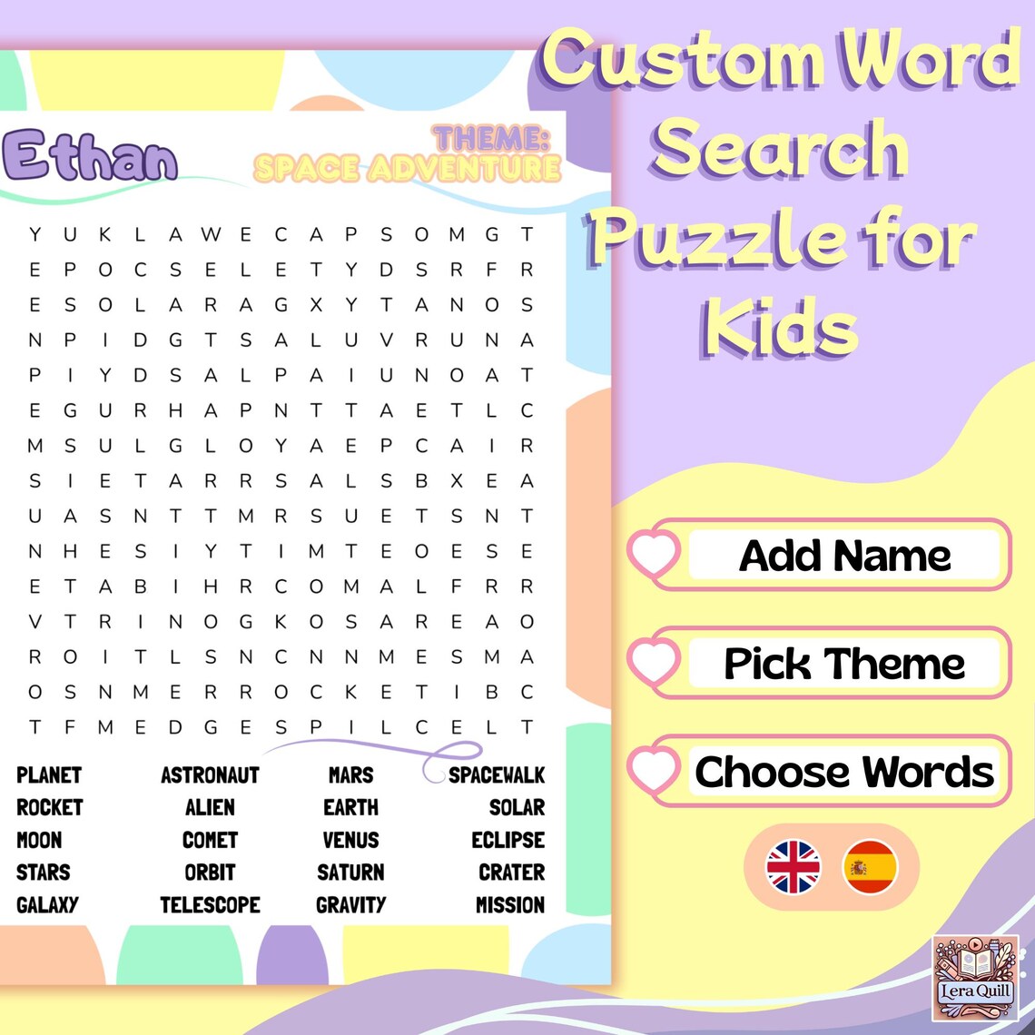 Personalized Word Search Puzzle for Kids | Custom Name & Words ...