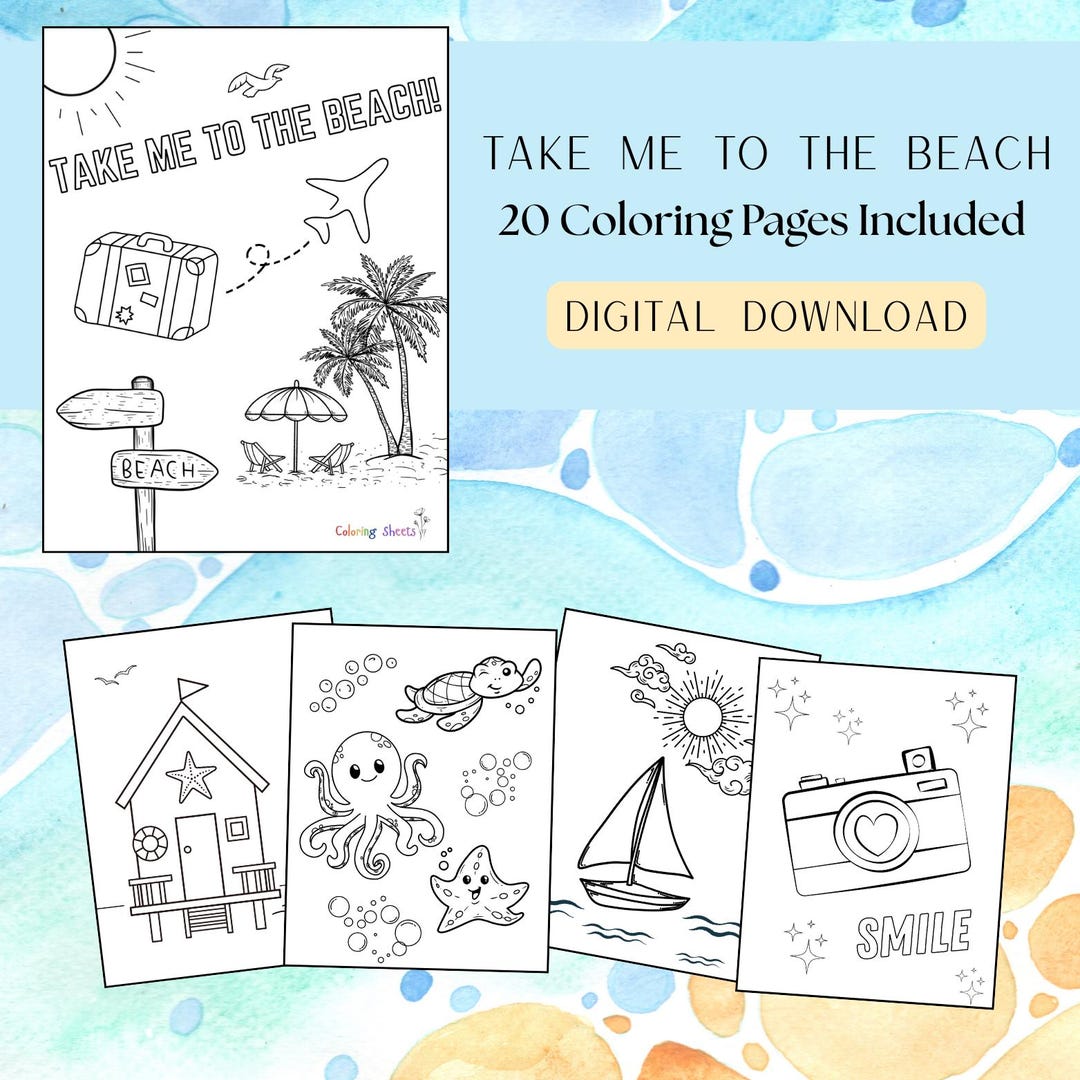 Printable Beach Coloring Pages | for Kids, Toddlers, Preschoolers ...