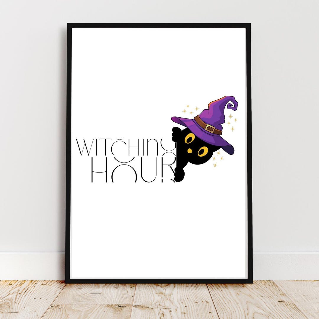 Witching Hour Halloween Digital Download – Cute Black Cat Printable ...