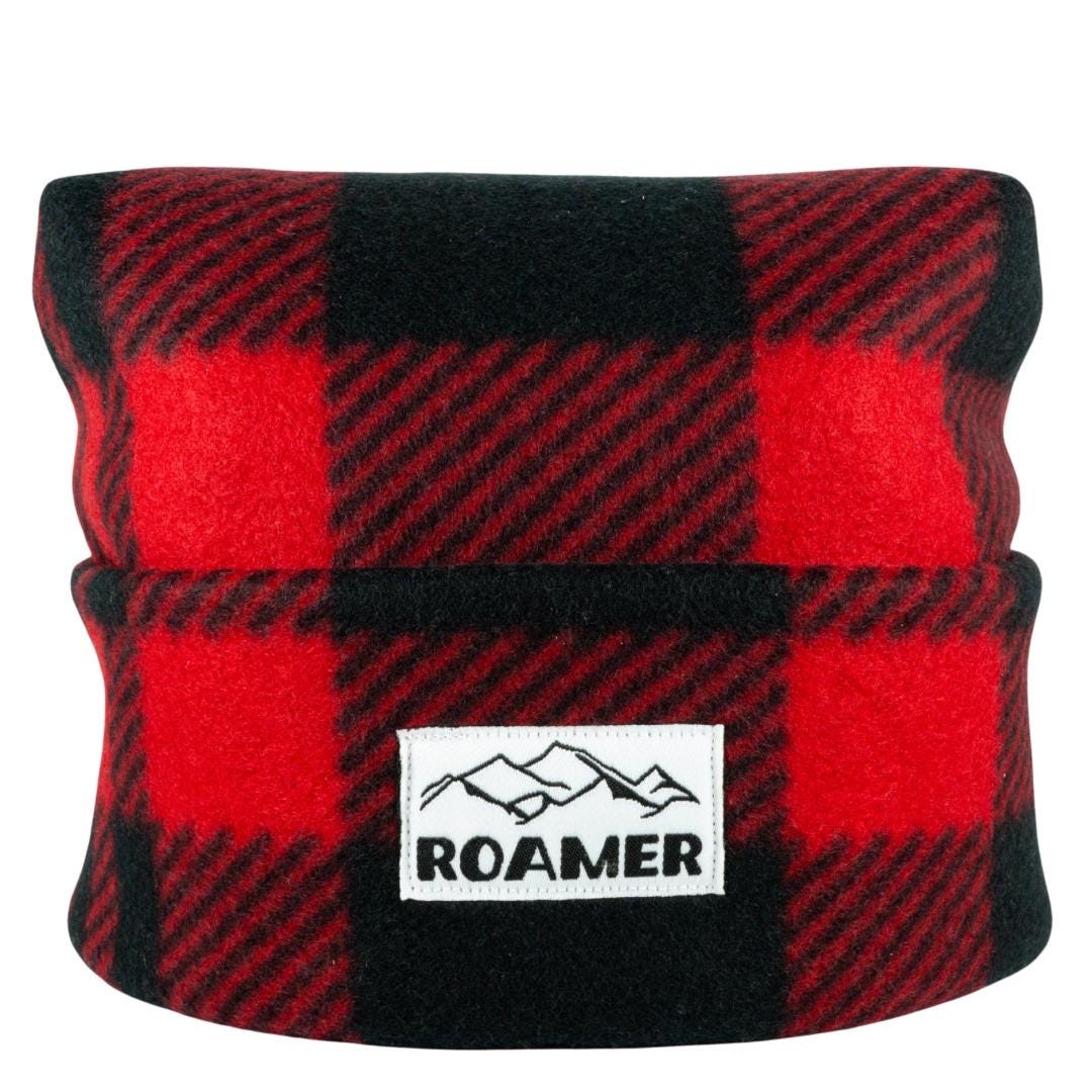 Red Buffalo Plaid Fleece Hat - Lumberjack Beanie, Cozy Winter Hat, Warm ...