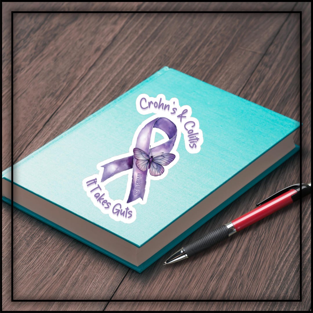 Crohn's Colitis Sticker, Colitis Awareness Stickers, Butterfly Purple ...