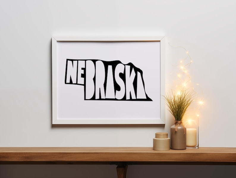 Nebraska Typography Print | Minimalist State Wall Art | Modern Home ...