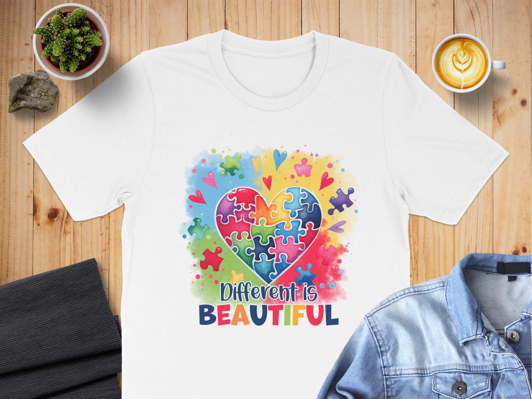 Different is Beautiful PNG, Autism Awareness Art, Heart Puzzle Print ...