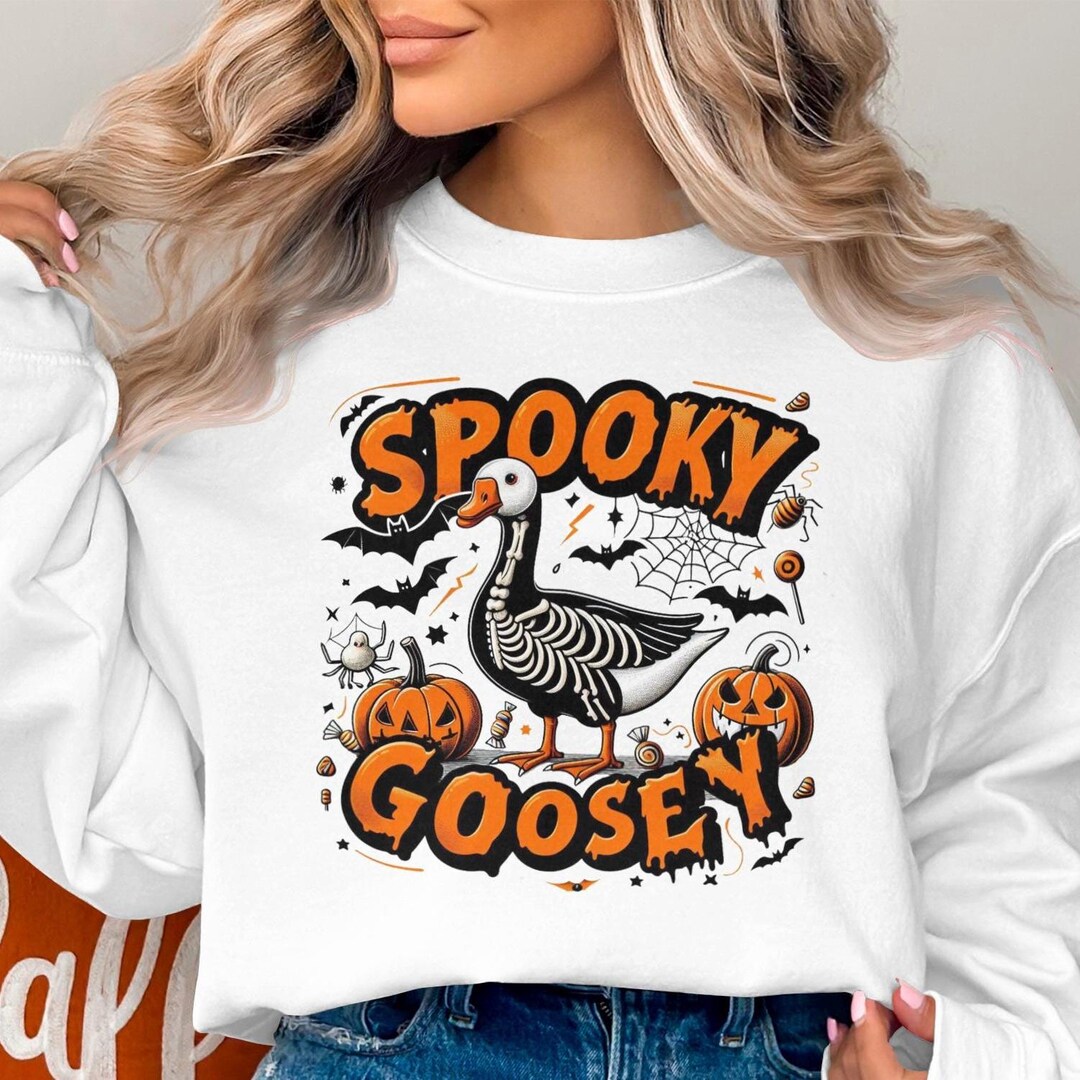 Spooky Goose Skeleton PNG: Halloween Digital Art With Pumpkins & Bats ...
