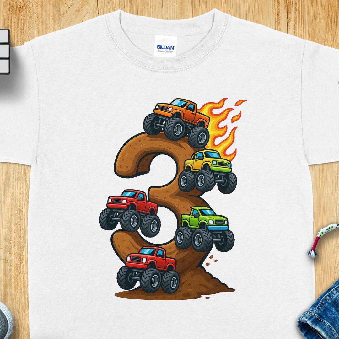 Number 3 Monster Truck PNG, Third Birthday Trucks, Number Three Clipart ...