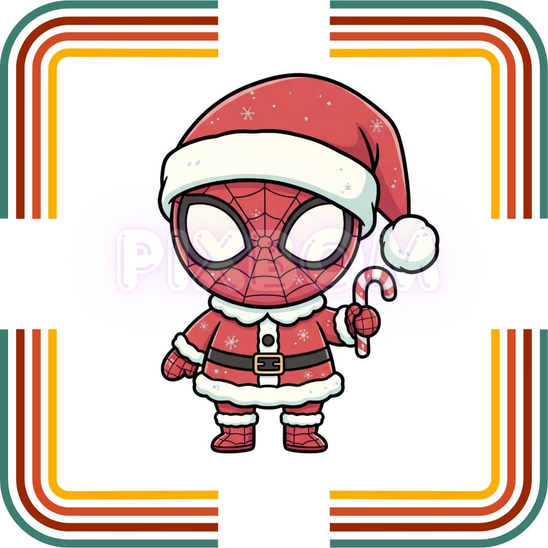 Christmas Chibi Spiderman PNG | Holiday Santa Clipart (digital Download ...