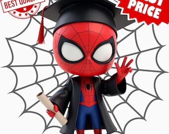 Spiderman Graduation PNG | Superhero Graduate Clipart | Cute Graduation ...