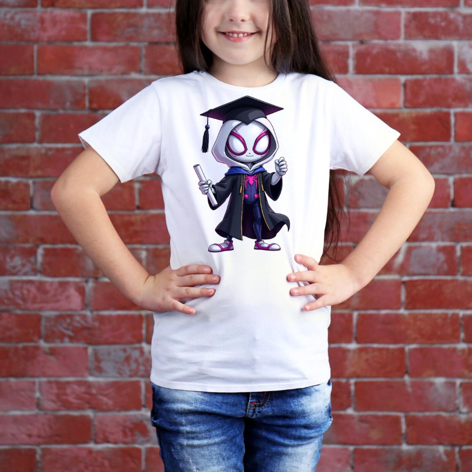 Spider Gwen Graduation PNG | Girl Superhero Graduate Clipart | Chibi ...