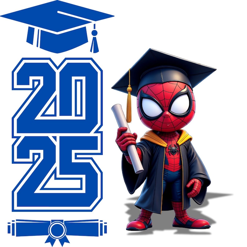 Spiderman Graduation Clipart | Superhero Graduate PNG (instant Download ...