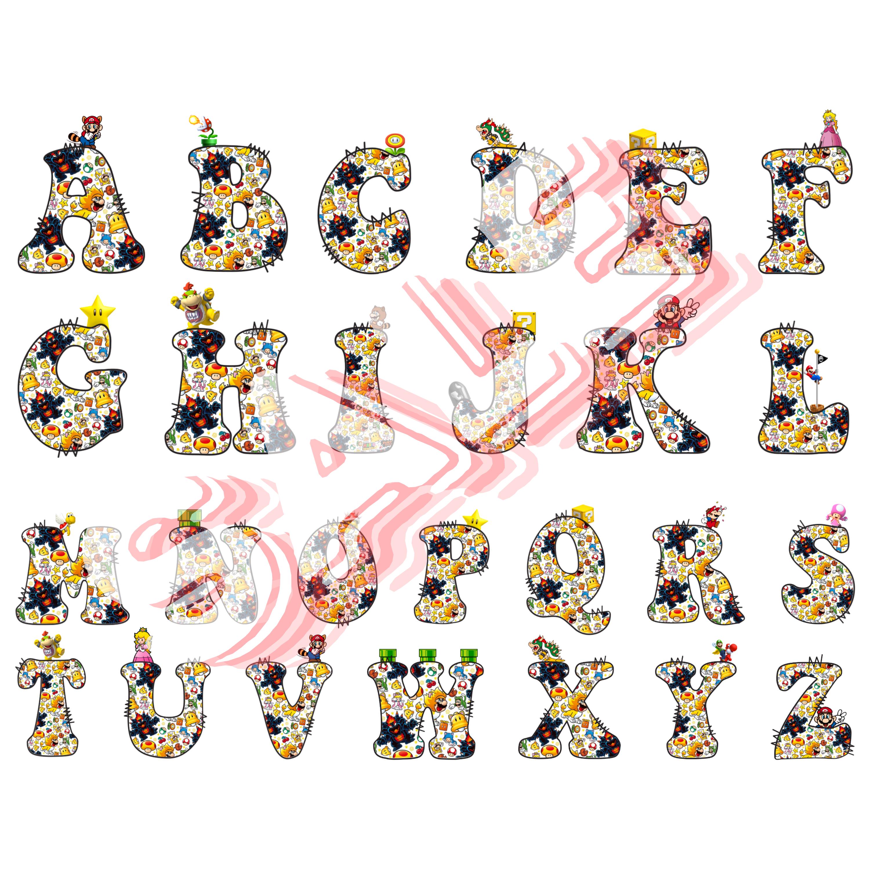 Super Mario Font Super Mario Alphabet Pack Free Mario Png Etsy