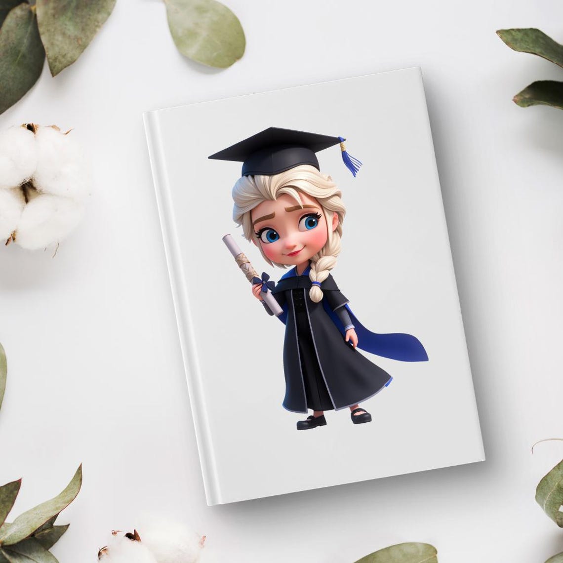 Elsa Graduation PNG | Cute Frozen Princess Cap & Gown Digital Clipart ...