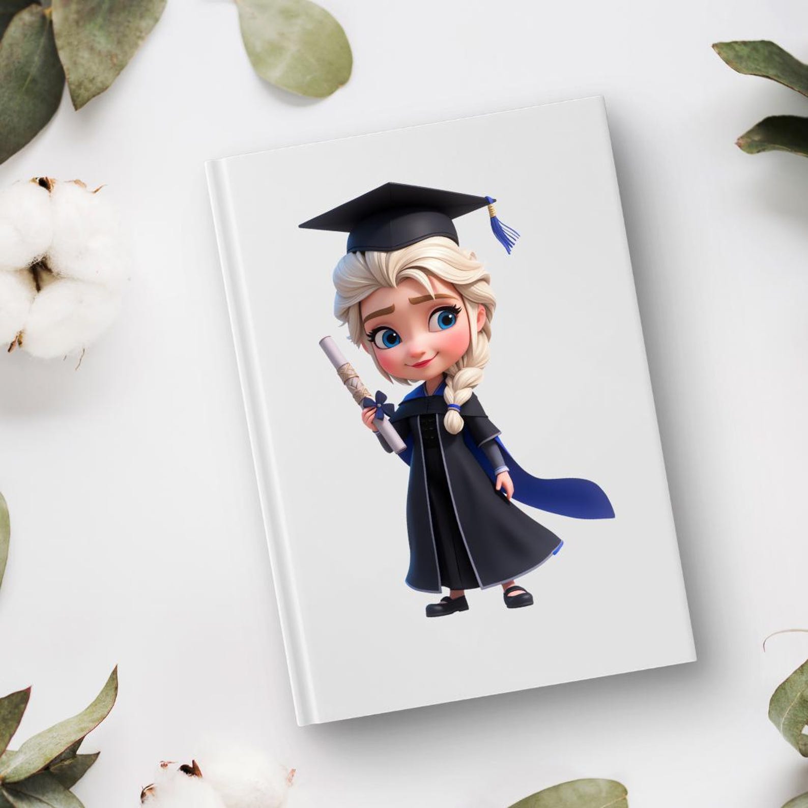 Elsa Graduation PNG | Cute Frozen Princess Cap & Gown Digital Clipart ...