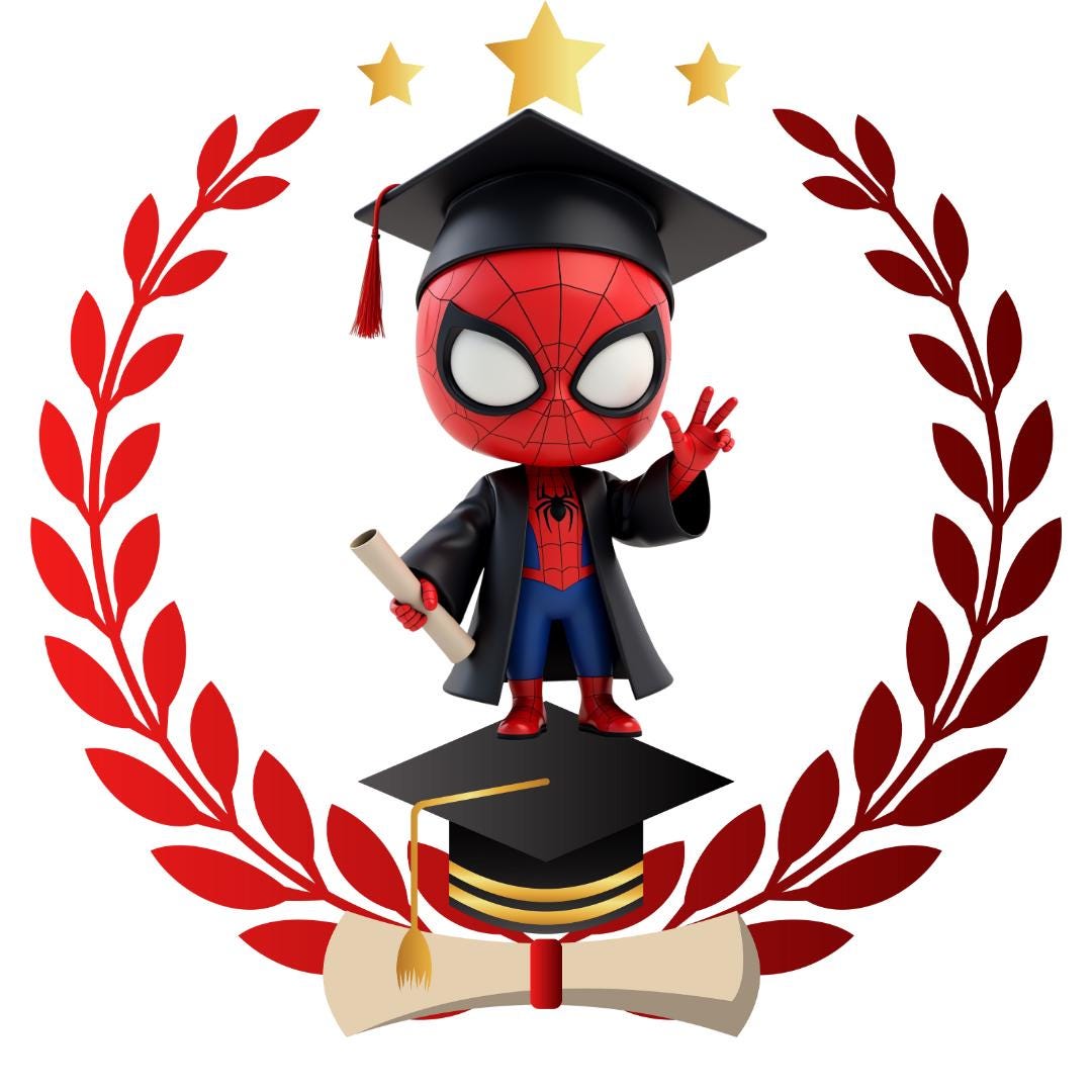 Spiderman Graduation PNG | Superhero Graduate Clipart | Cute Graduation ...