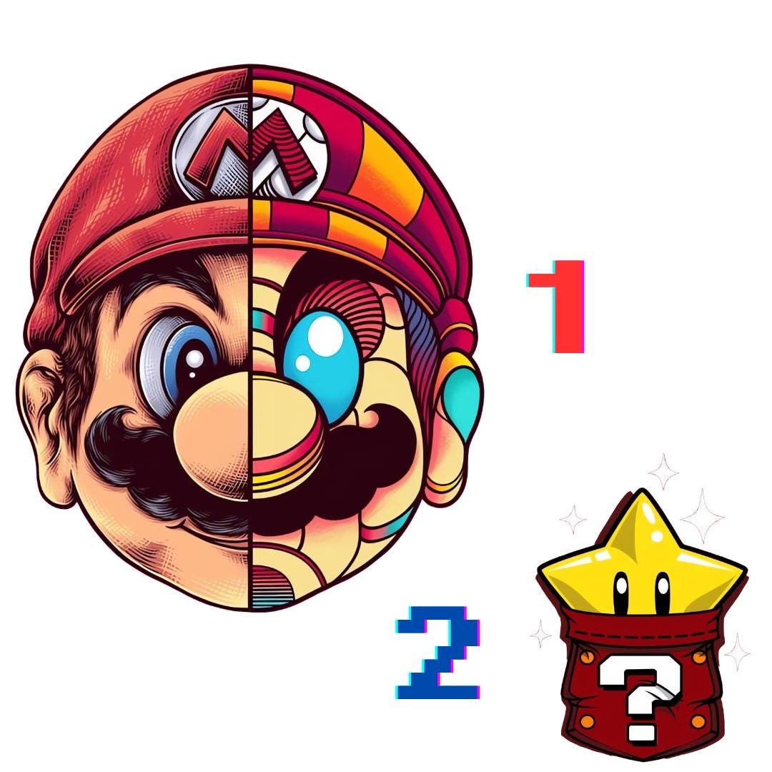 Super Mario Clipart Bundle | Retro Mario Split Face PNG | Gaming Mug T ...