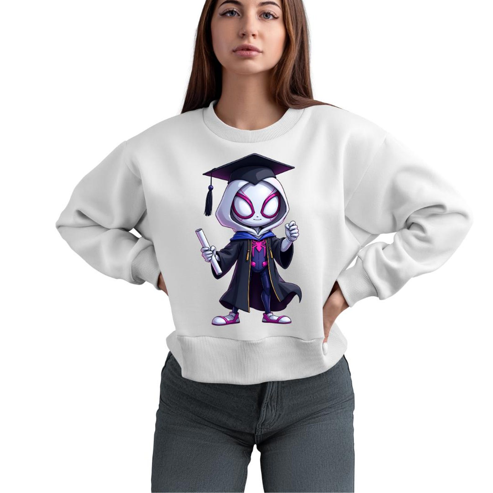 Spider Gwen Graduation PNG | Girl Superhero Graduate Clipart | Chibi ...