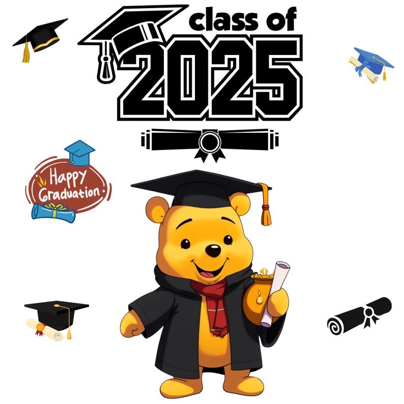 Graduation Pooh Bear PNG Bundle – 9 Cute Graduate Bear Cliparts | Class ...