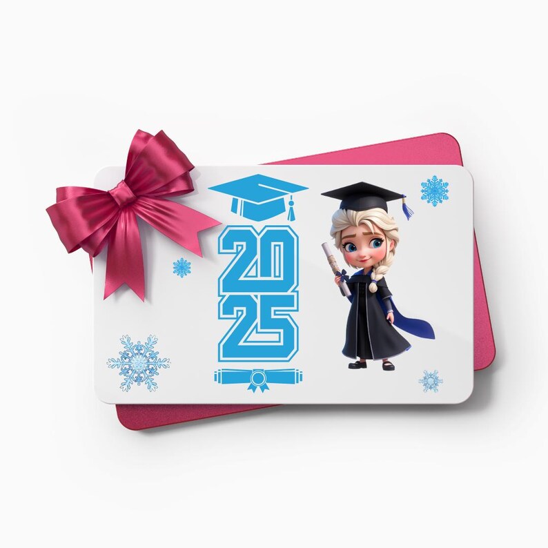 Elsa Graduation PNG | Cute Frozen Princess Cap & Gown Digital Clipart ...
