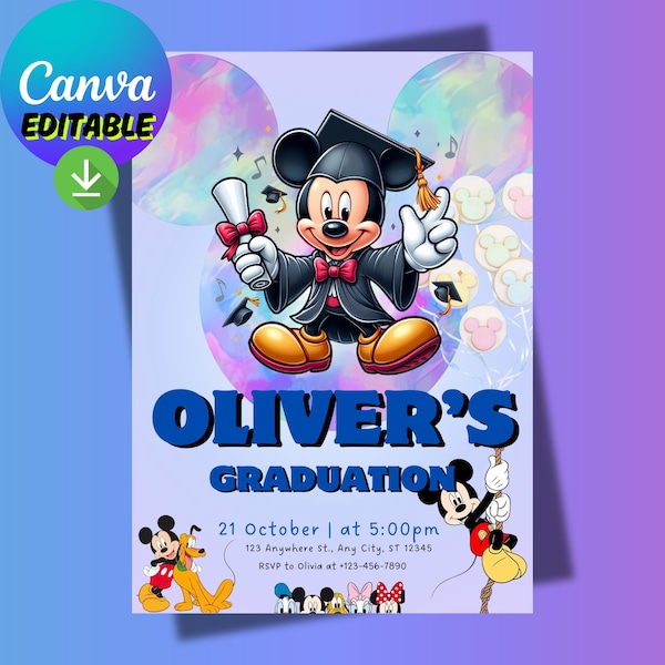 Mickey Graduation - Etsy