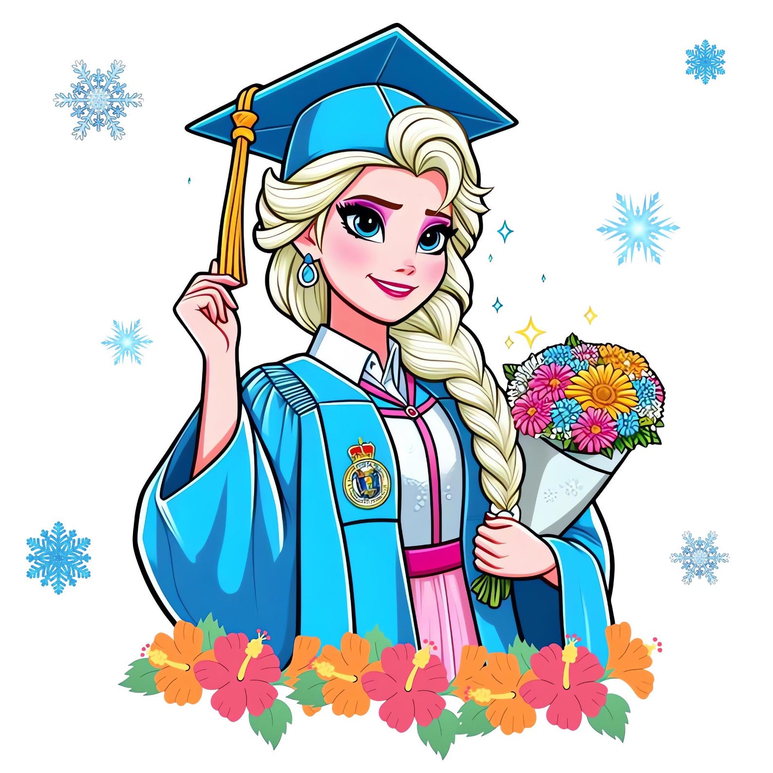 Frozen Graduation PNG, Ice Princess Graduate Clipart, Elsa Cap and Gown ...