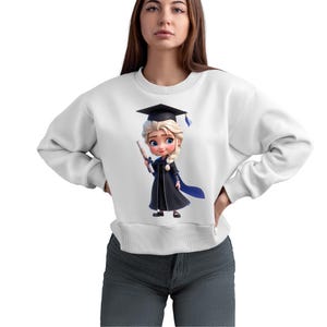 Elsa Graduation PNG | Cute Frozen Princess Cap & Gown Digital Clipart ...