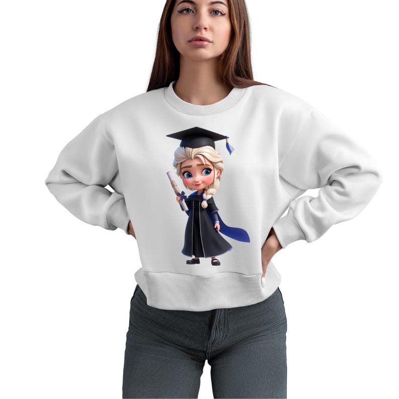 Elsa Graduation PNG | Cute Frozen Princess Cap & Gown Digital Clipart ...