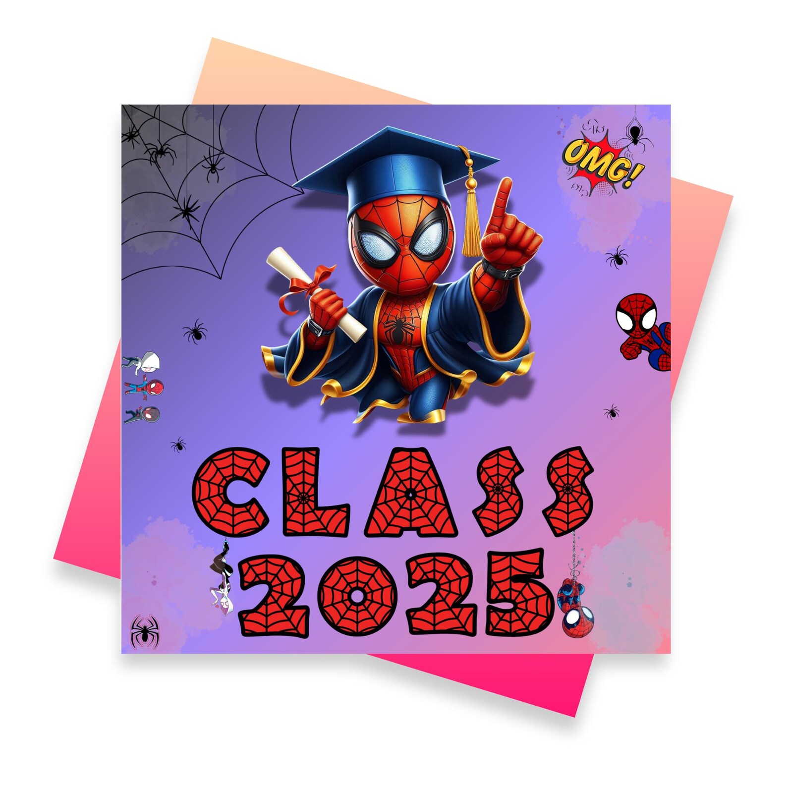 Editable Spiderman Graduation Card | Class of 2025 Template | Superhero ...