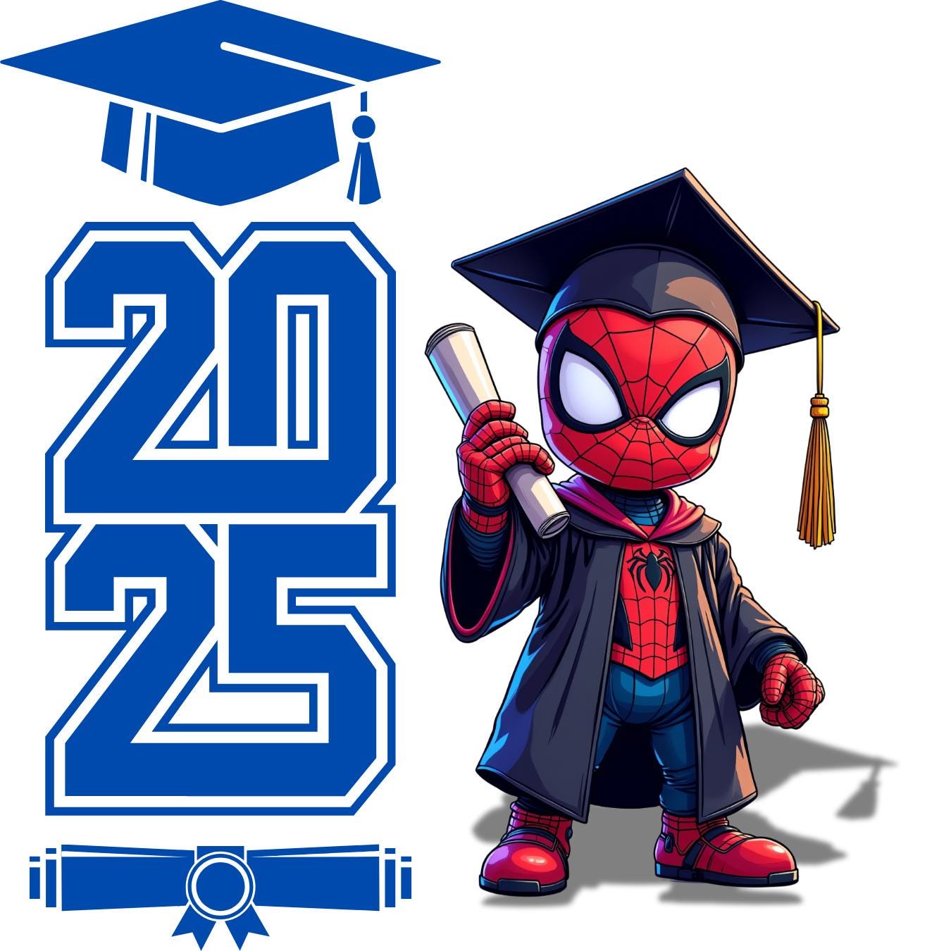 Spiderman Graduation PNG | Superhero Graduate Clipart | Cute Graduation ...