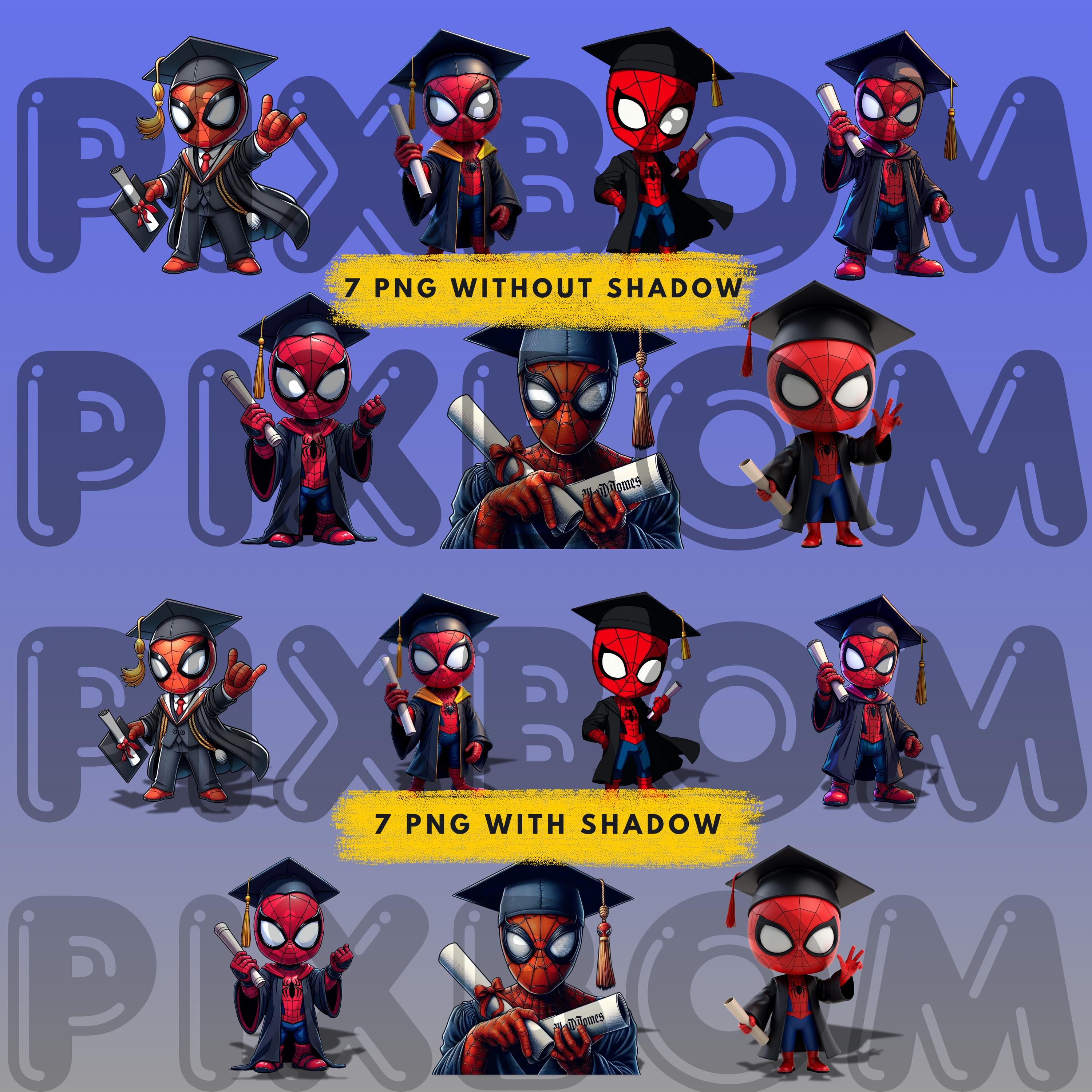 Spiderman Graduation PNG Bundle | 7 Graduate Spider Hero Clipart ...