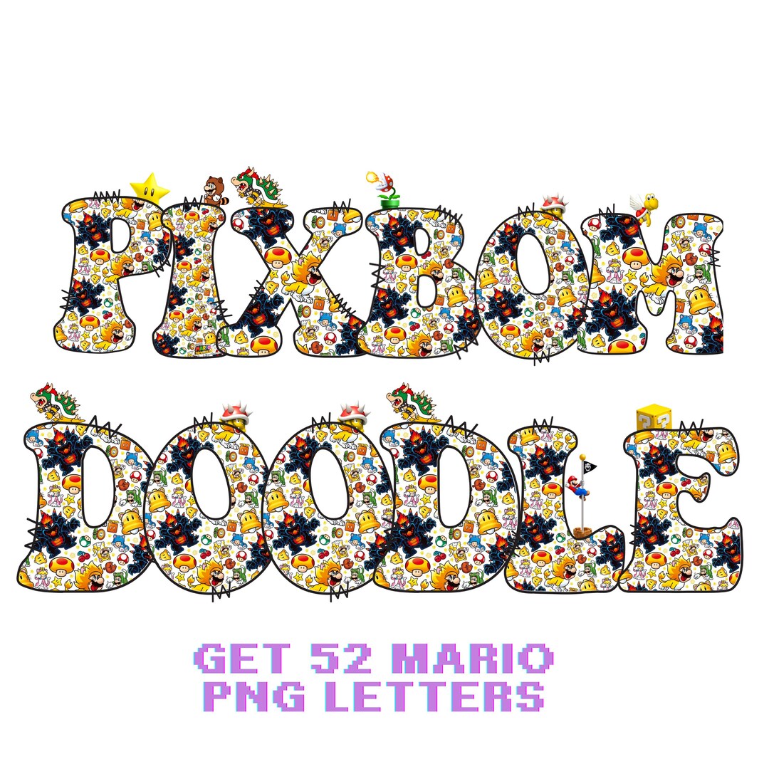 Super Mario Alphabet PNG Font | Kids Party Decor (digital Download) - Etsy