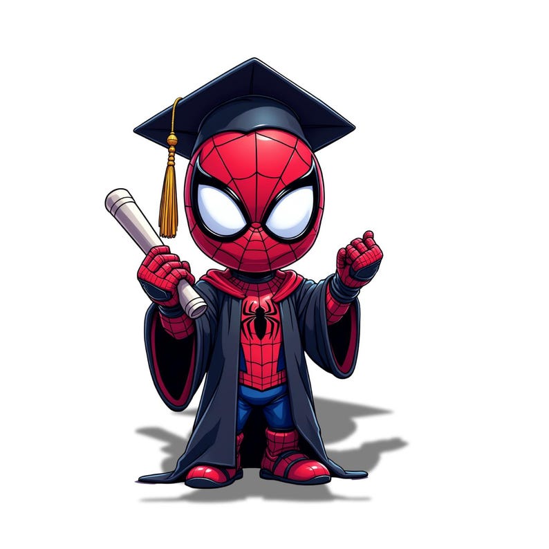Spiderman Graduation PNG | Superhero Graduate Clipart | Cute Graduation ...
