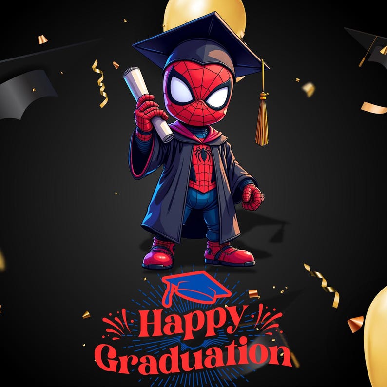 Spiderman Graduation PNG | Superhero Clipart (instant Download) 2026 ...