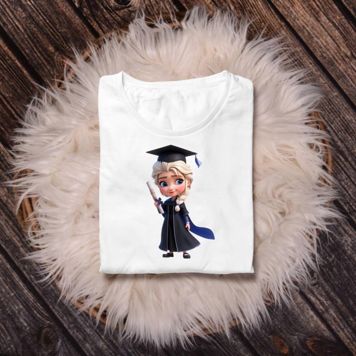 Elsa Graduation PNG | Cute Frozen Princess Cap & Gown Digital Clipart ...