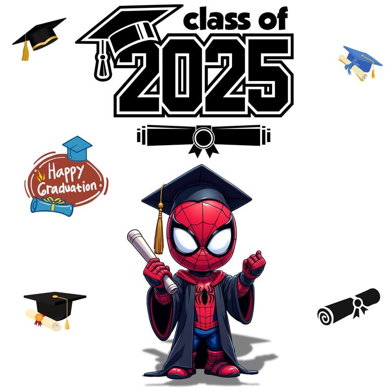 Spiderman Graduation PNG | Superhero Graduate Clipart (instant Download ...