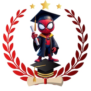 Spiderman Graduation PNG Bundle | Superhero Party Decor (digital ...