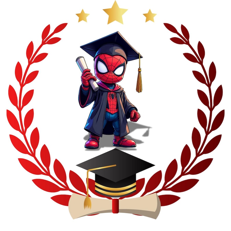 Spiderman Graduation PNG | Superhero Graduate Clipart | Cute Graduation ...